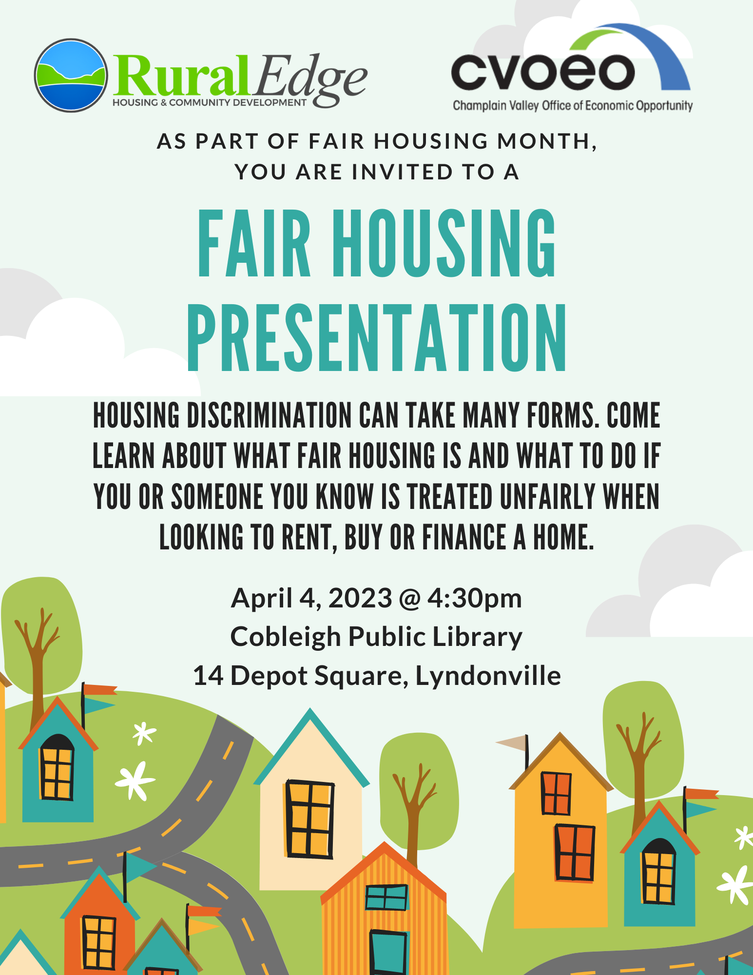 Event Calendar — Fair Housing Month VT