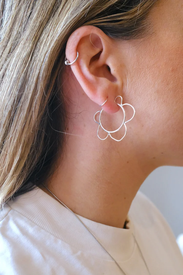 Petal Hoops - Handmade Recycled Silver | Sken Studios — Sken Studios - Jewellery with personality