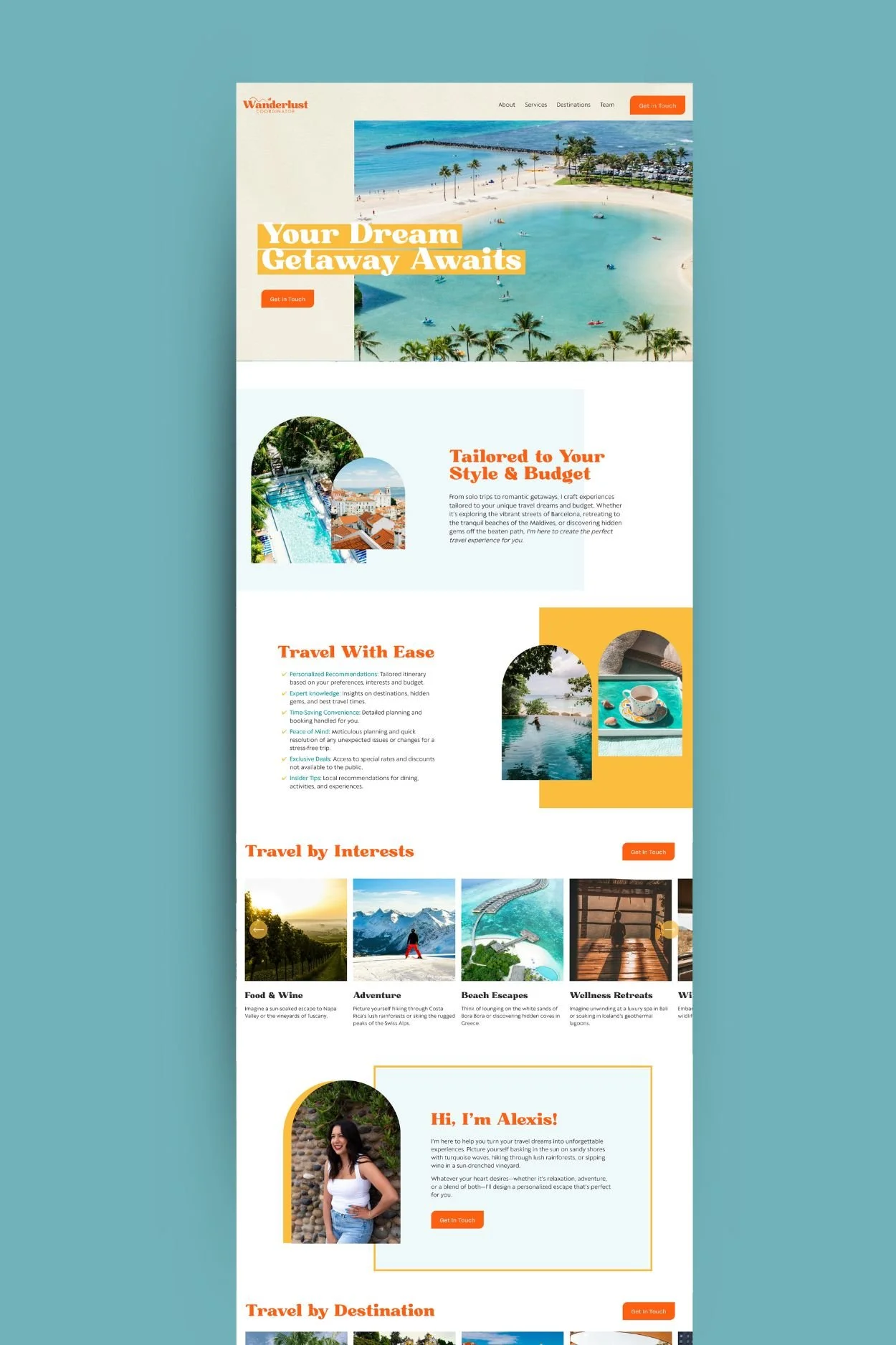 Custom Website Design for Travel Advisor | Wanderlust Coordinator ...