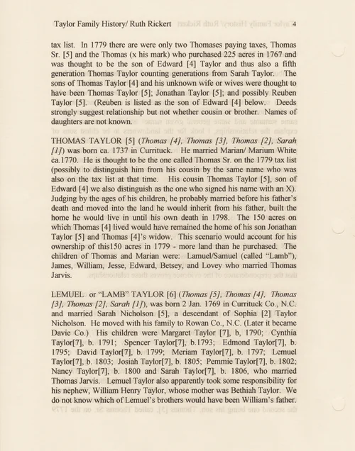 Currituck Taylor Book and Family Chart - Ruth Rickert — John Laird ...