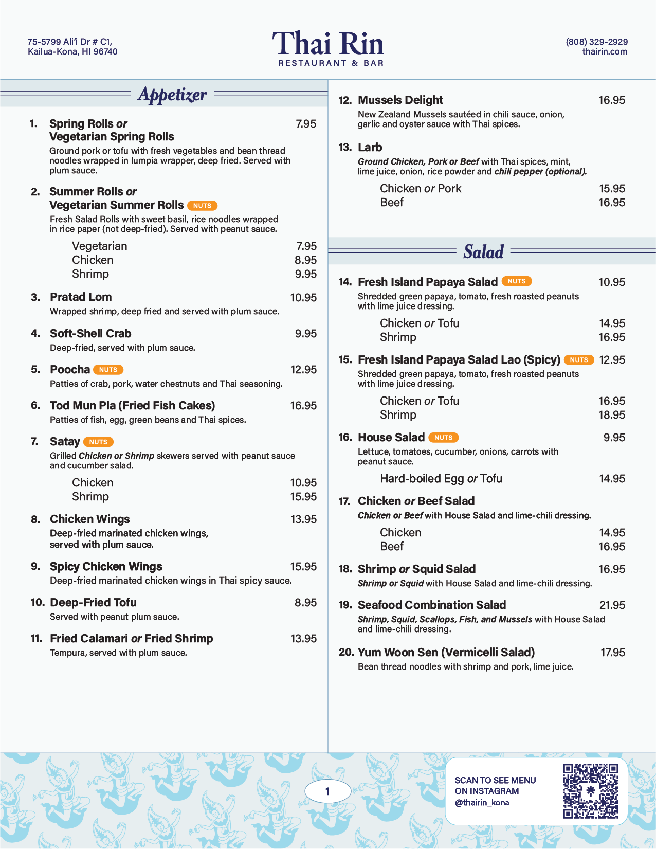 Menu — Thai Rin