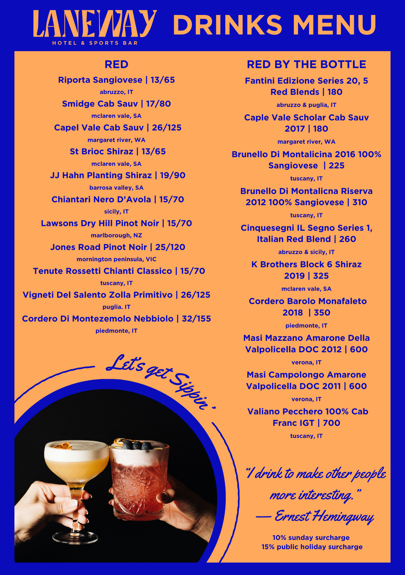 Menu — The Laneway Pyrmont