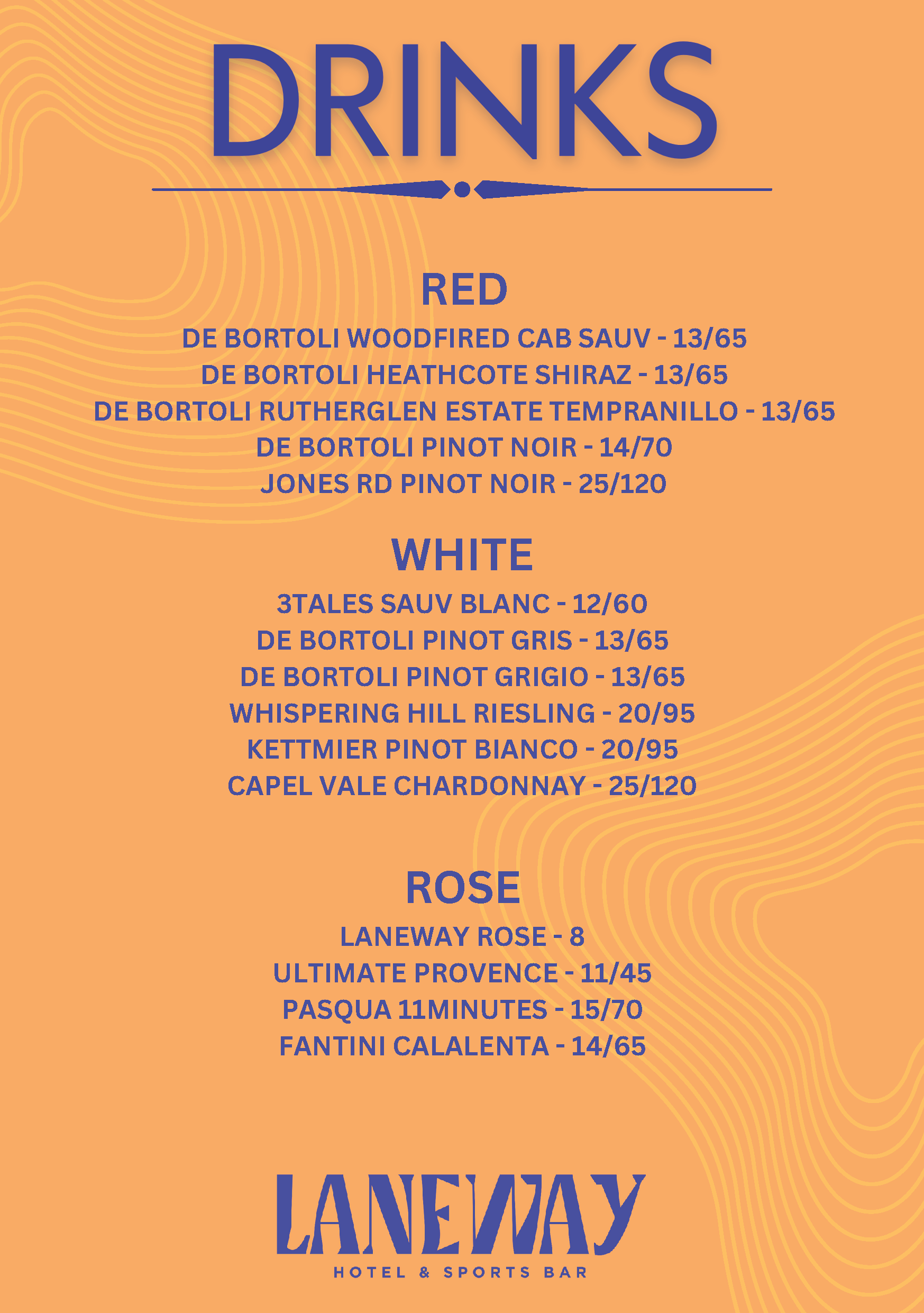 Menu — The Laneway Pyrmont
