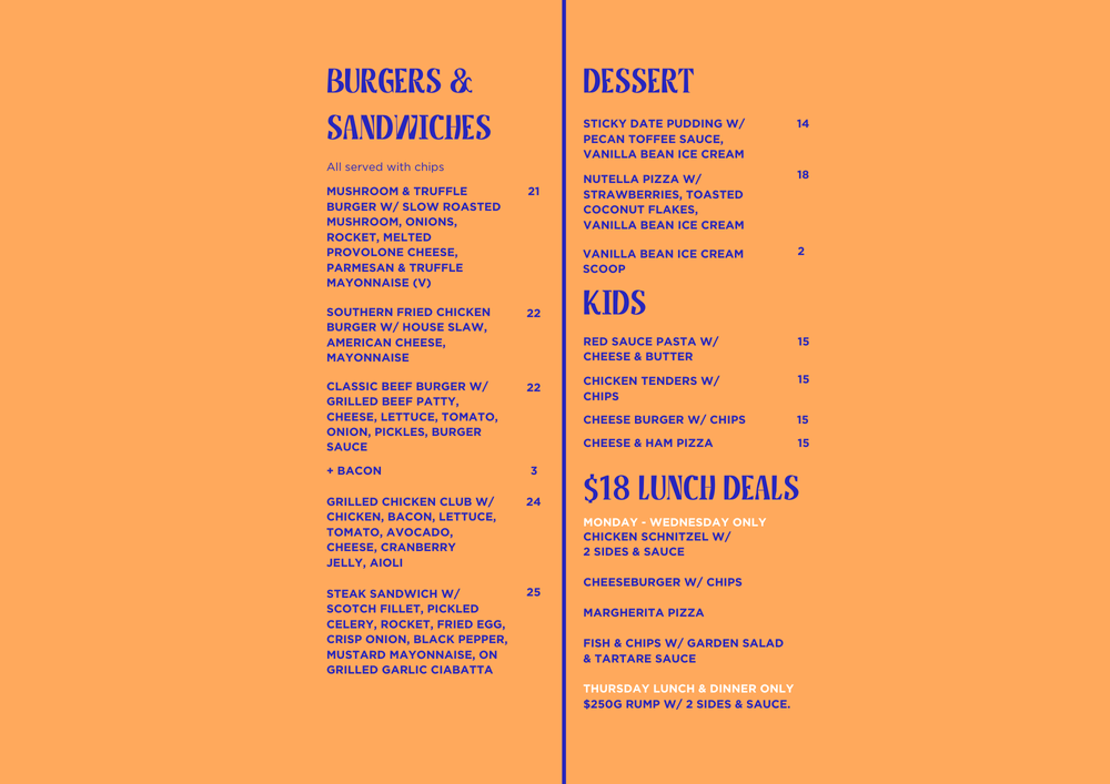 Menu — The Laneway Pyrmont