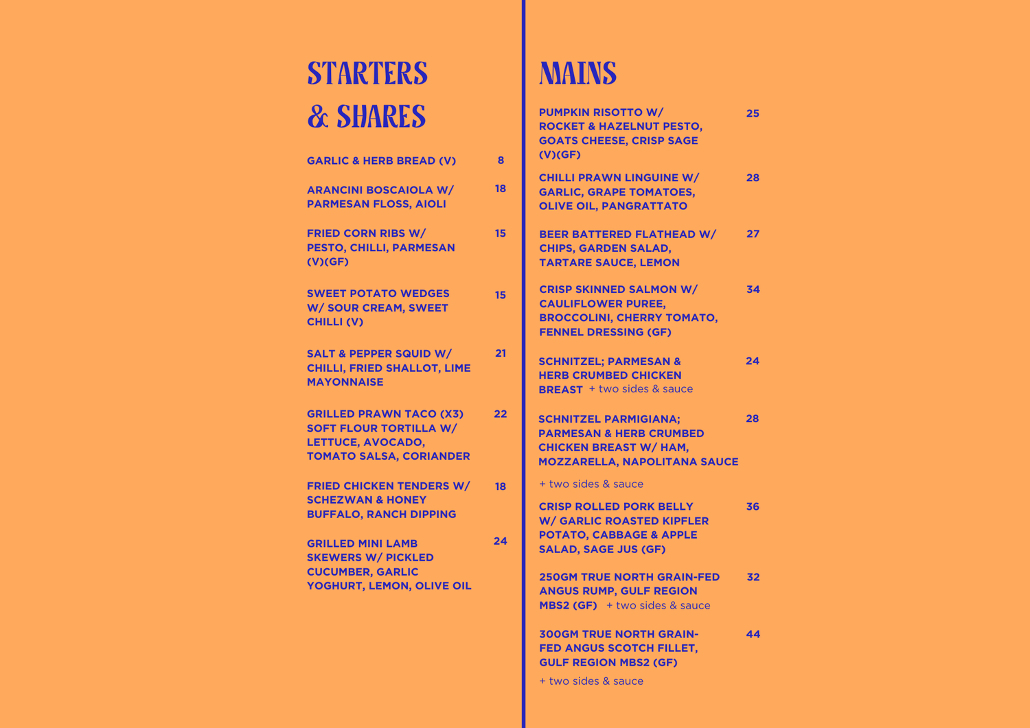 Menu — The Laneway Pyrmont