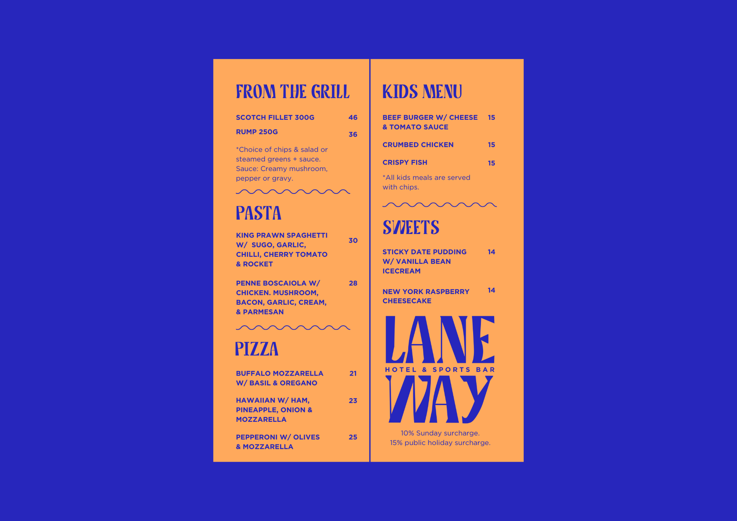 Menu — The Laneway Pyrmont
