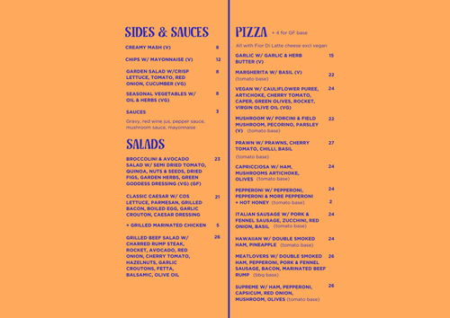 Menu — The Laneway Pyrmont