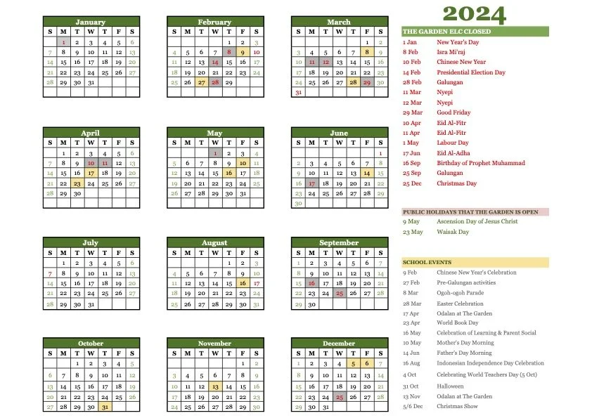 The Garden ELC | Our Timetable — The Garden Bali