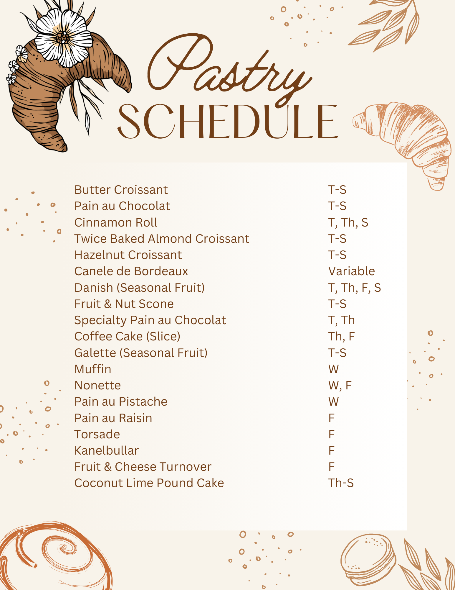 Bake Schedule — LOAF