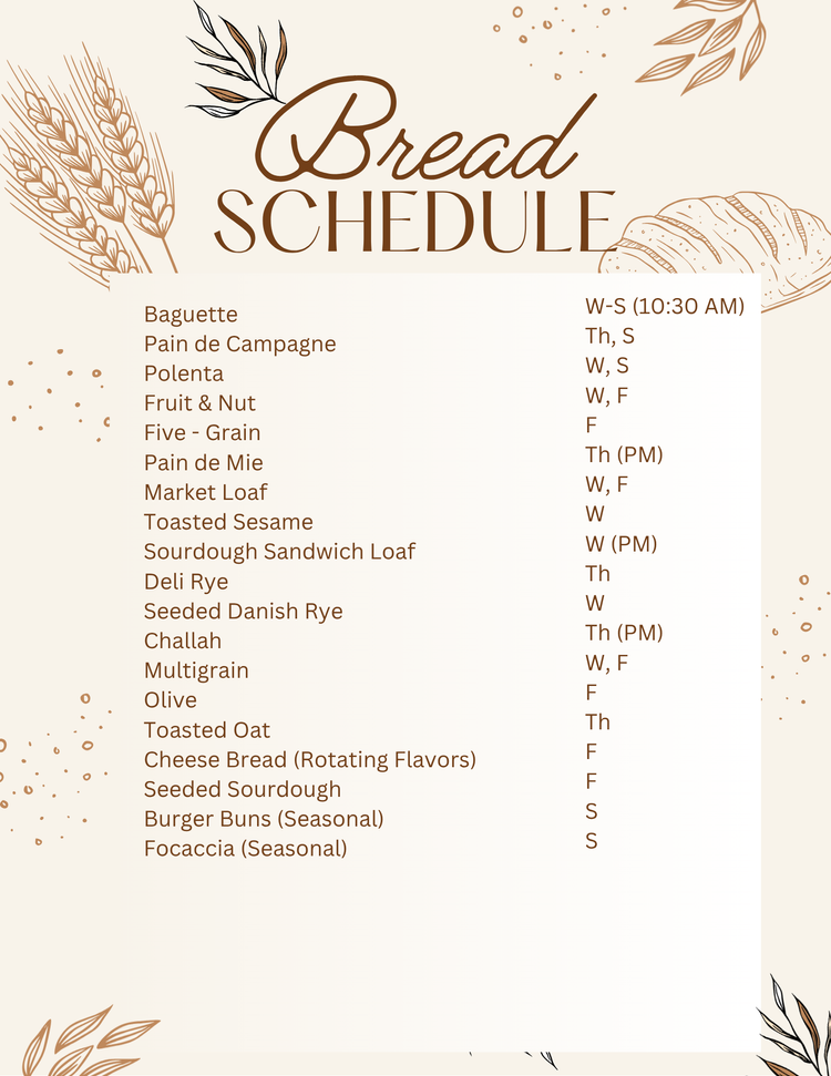 Bake Schedule — LOAF