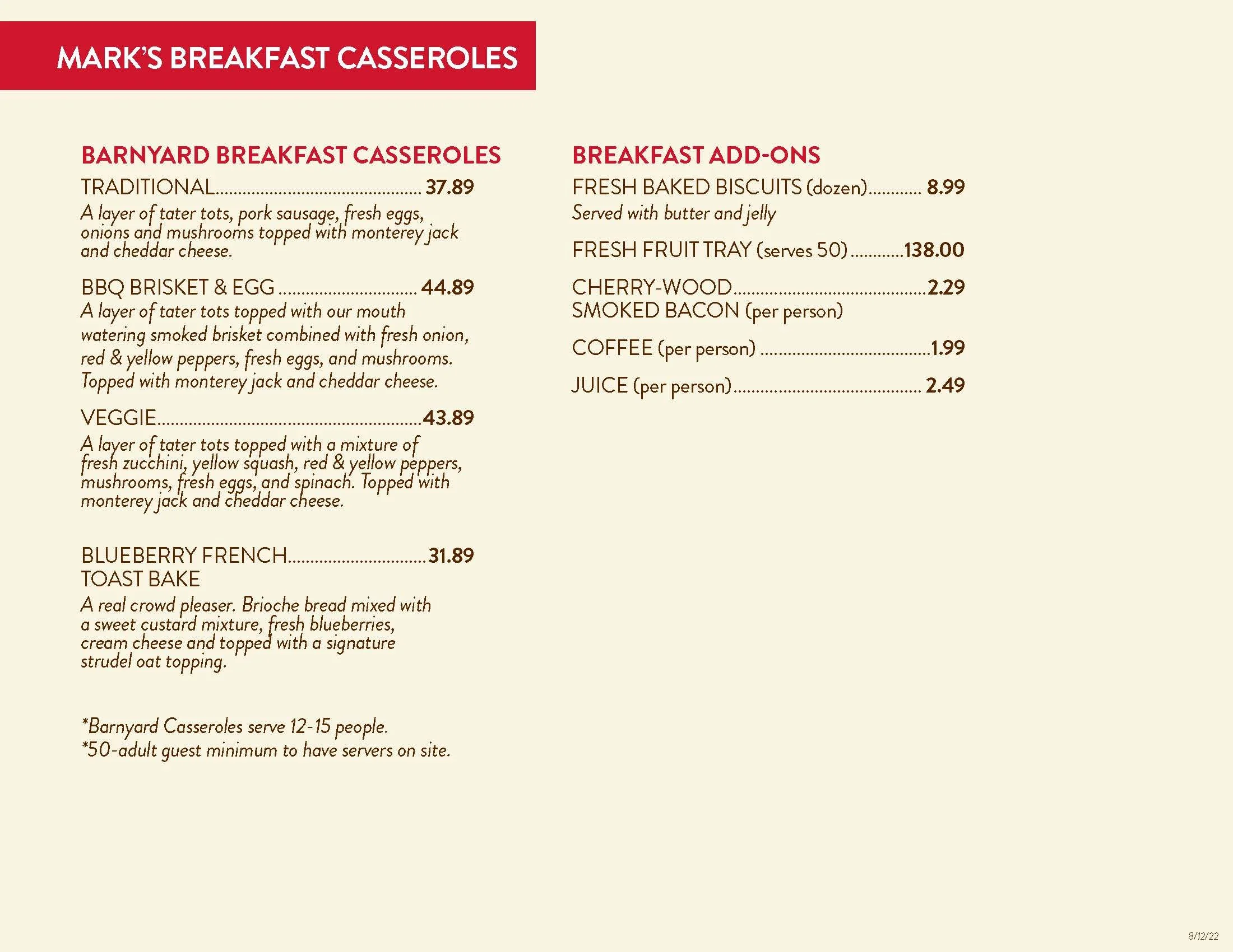 Catering Menu — Mark's Feed Store