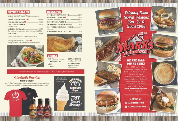 Dine In Menu — Mark's Feed Store