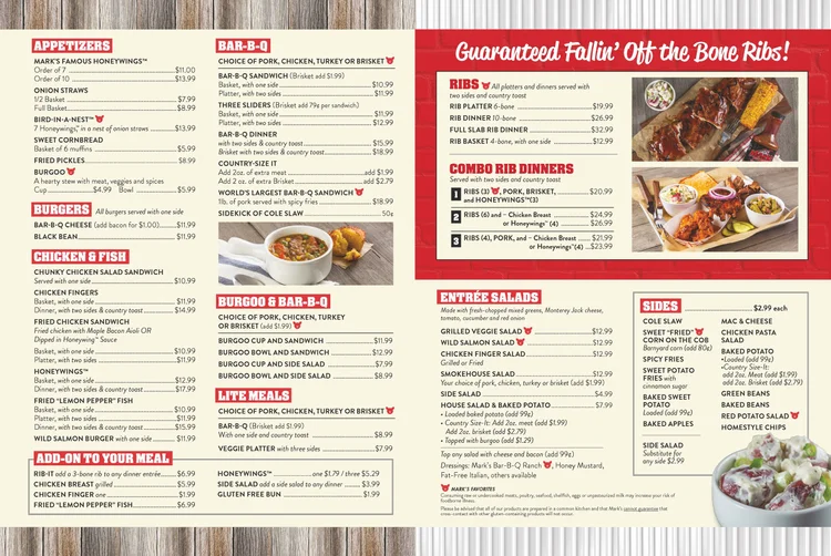 Dine In Menu — Mark's Feed Store