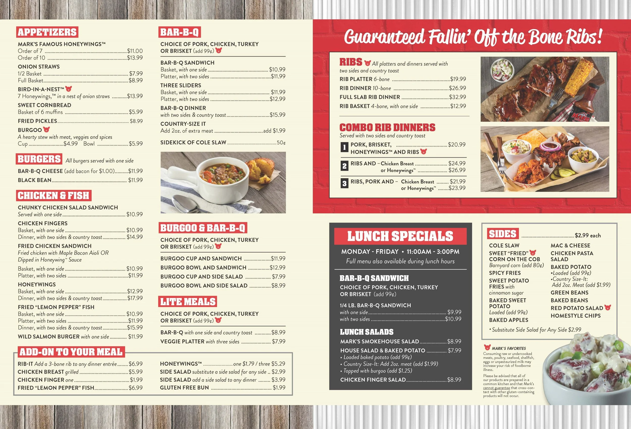 Dine In Menu — Mark's Feed Store