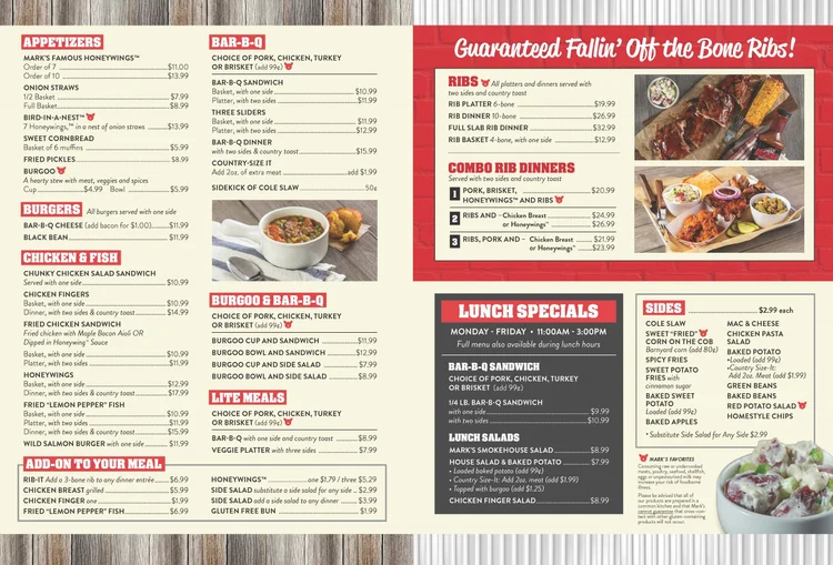 Dine In Menu — Mark's Feed Store