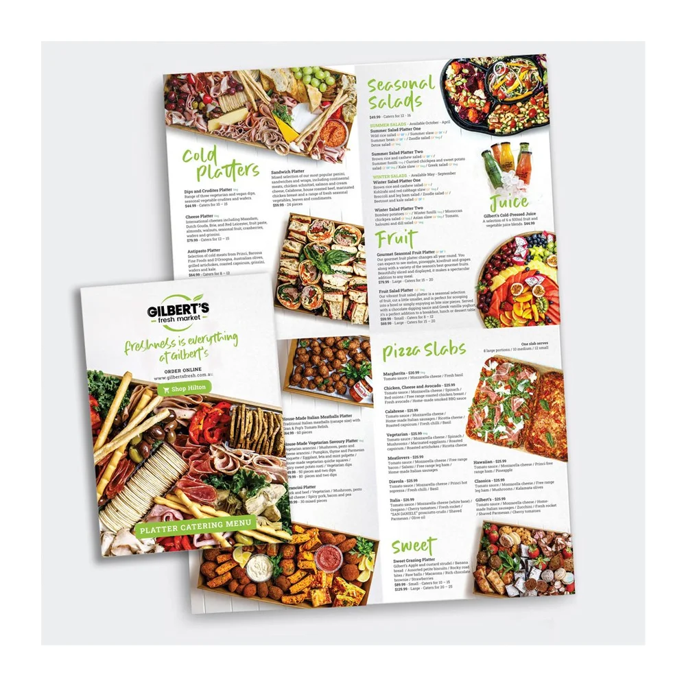 Platters Menu Design for Gilberts Fresh — Sea Pixel Creative - Graphic ...