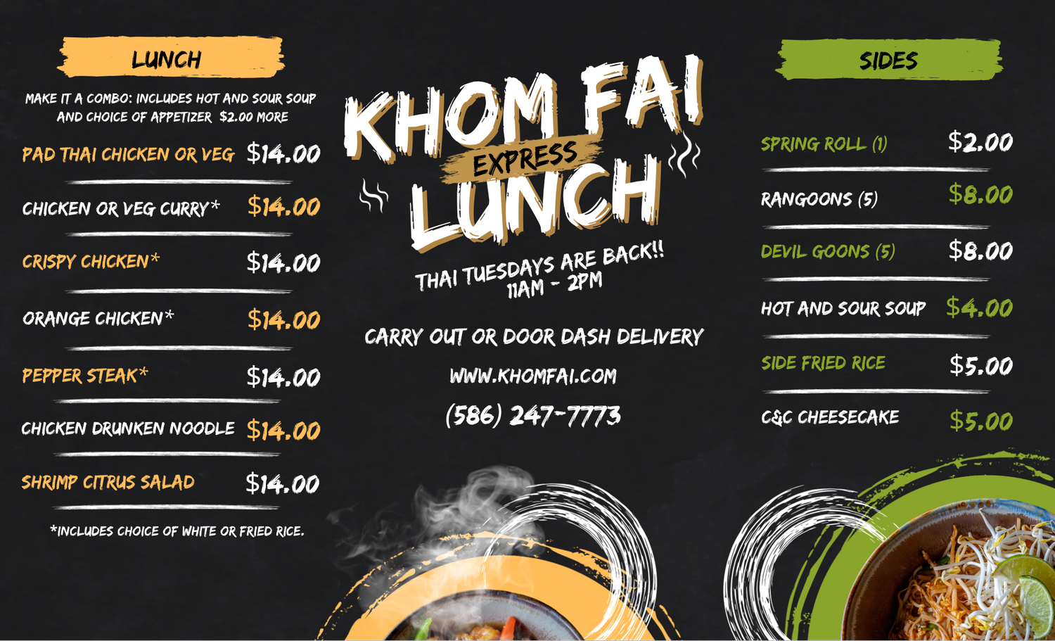 EXPRESS LUNCH | Discover Thai Lunch — Order Today — Khom Fai: Thai ...