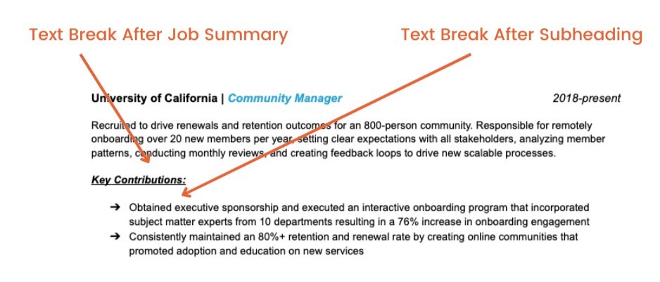 Text Break Resume [How, Why, and Where to Include Text Breaks] — Optim ...