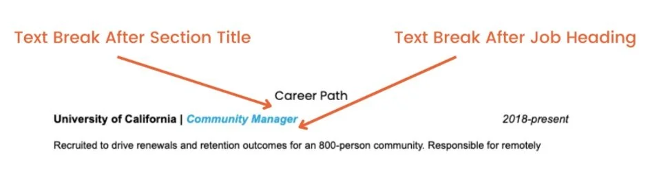 Text Break Resume [How, Why, and Where to Include Text Breaks] — Optim Careers