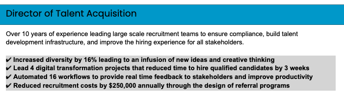 Talent Acquisition Manager Resume [With Examples] — Optim Careers