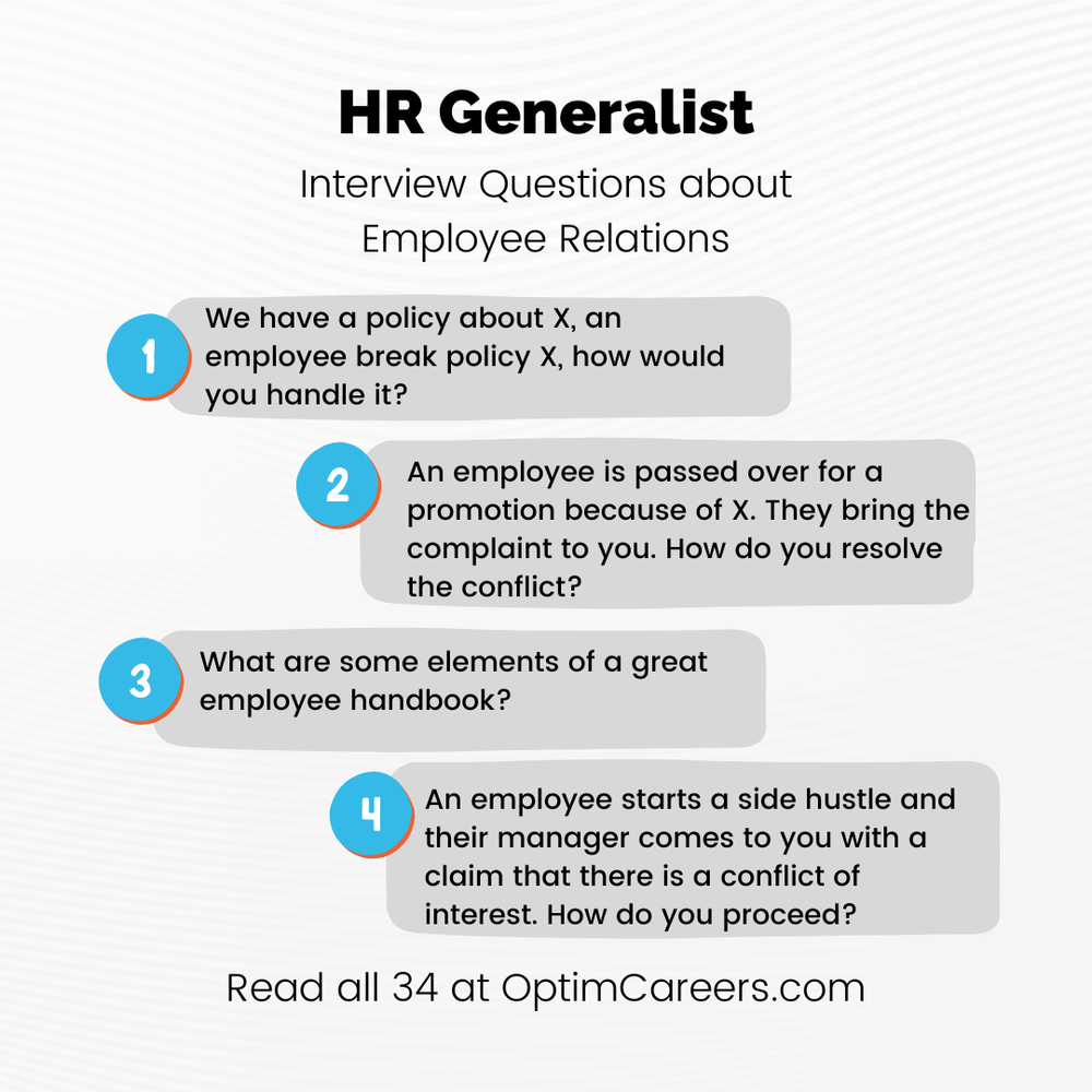34 Smart HR Generalist Interview Questions — Optim Careers