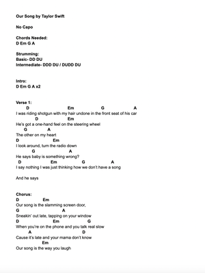 Our Song by Taylor Swift - debut album — Nena Shelby