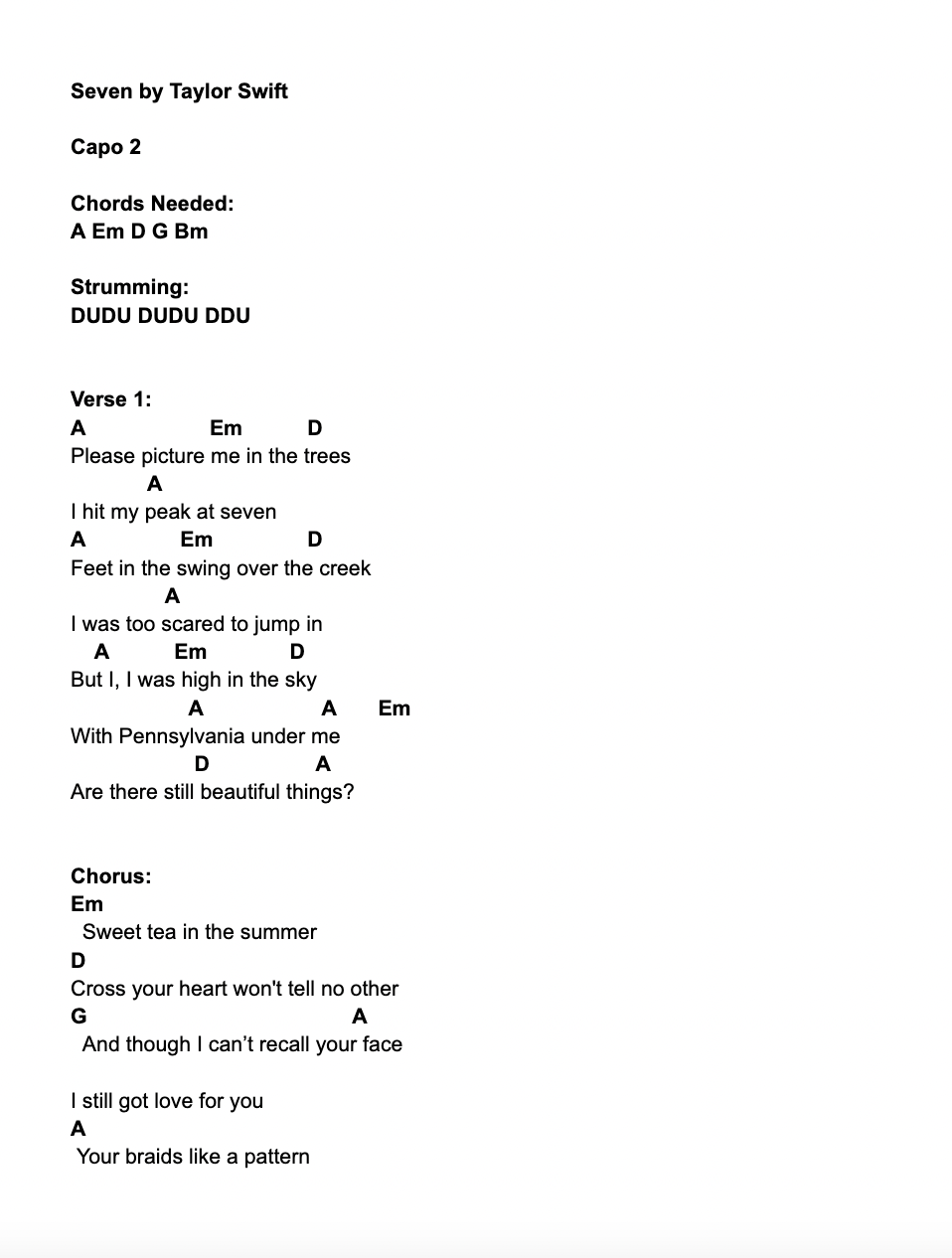 seven by Taylor Swift - folklore — Nena Shelby