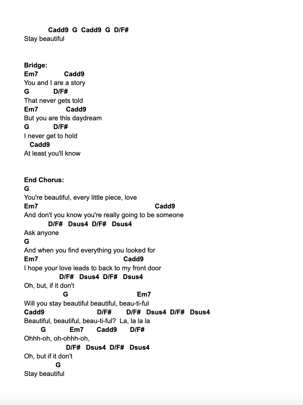 Stay Beautiful by Taylor Swift - debut — Nena Shelby