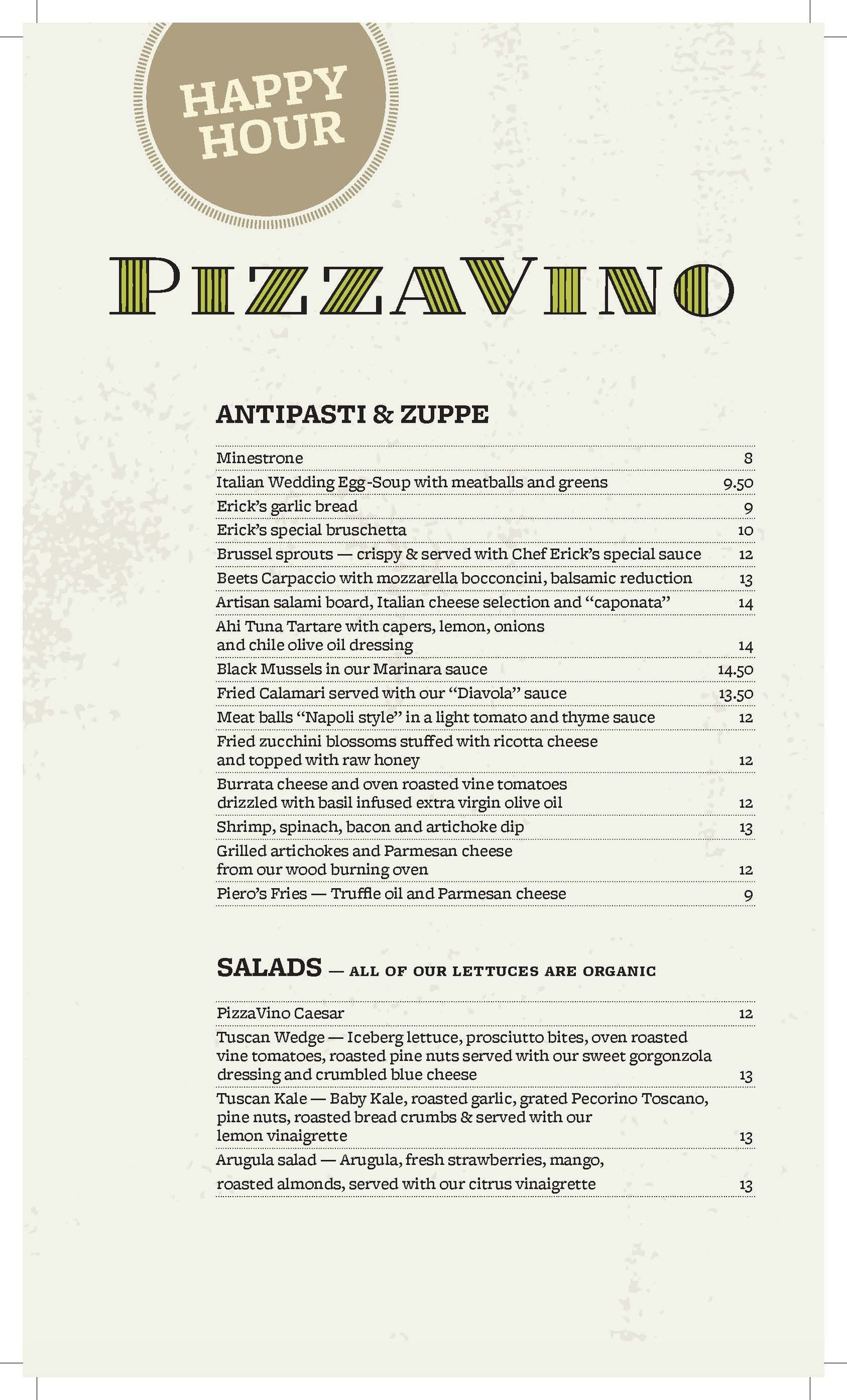 Pieros Pizzavino - Happy Hour Menu — Piero's PizzaVino