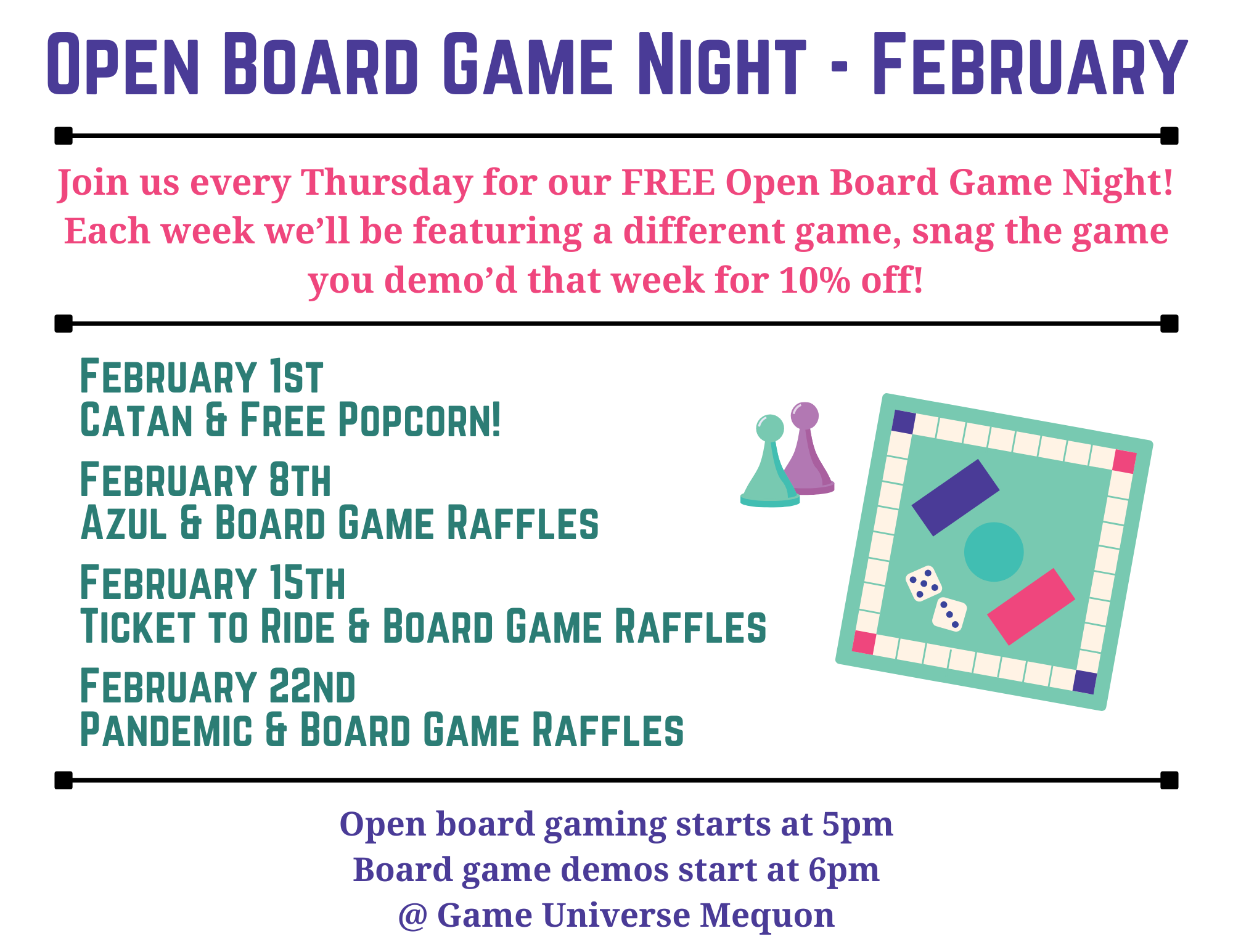 Open Board Game Night @ Mequon — Game Universe