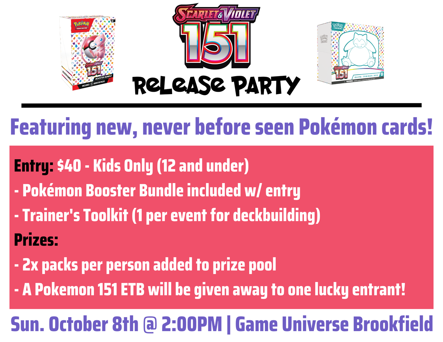 Pokémon TCG: 151 Release Party — Game Universe