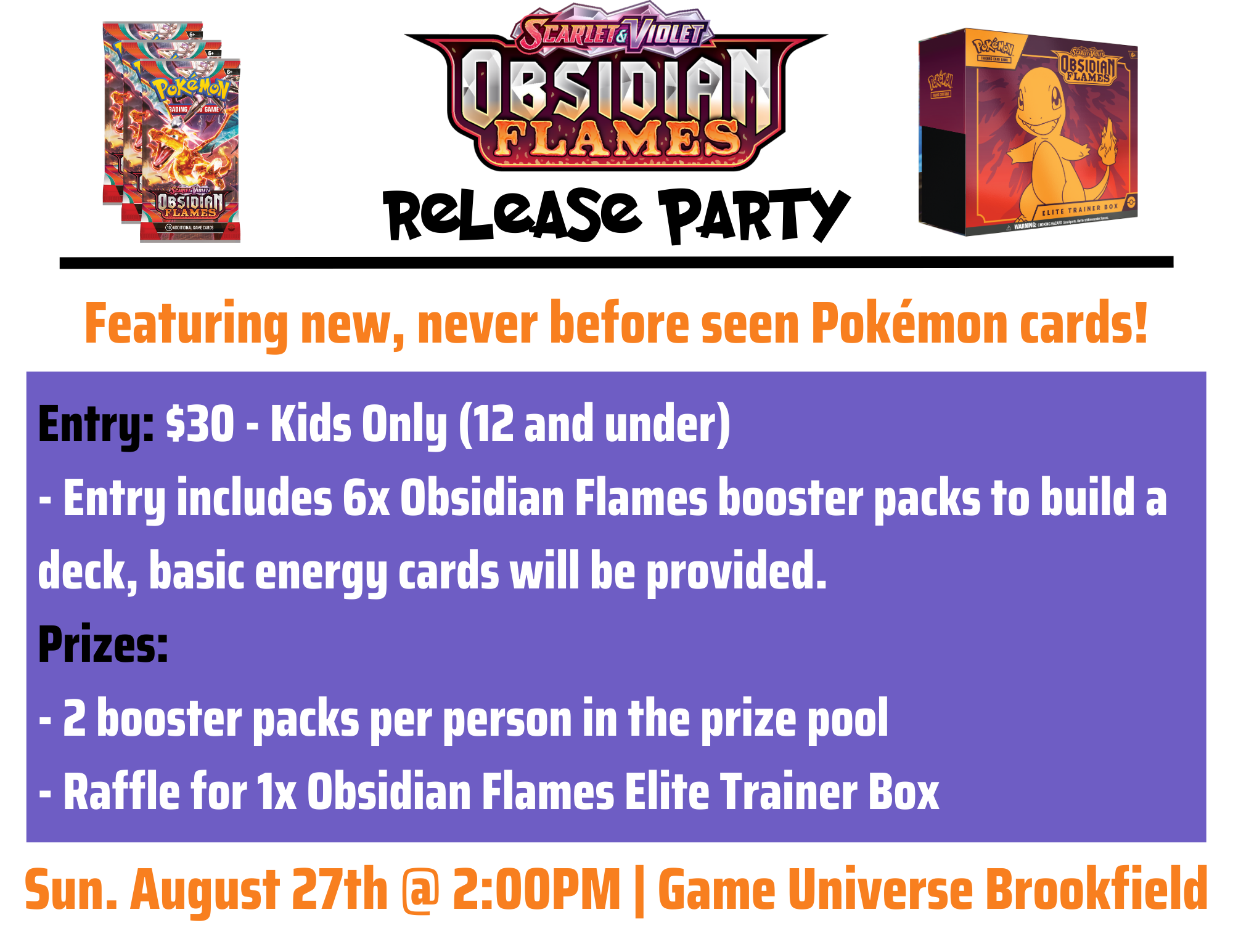 Pokémon TCG: Obsidian Flames Release Party — Game Universe