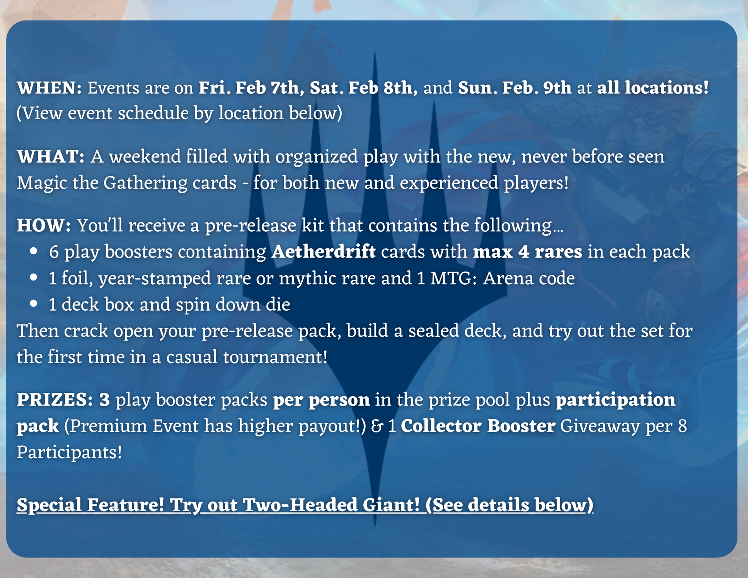 MTG : Aetherdrift - Prerelease — Game Universe