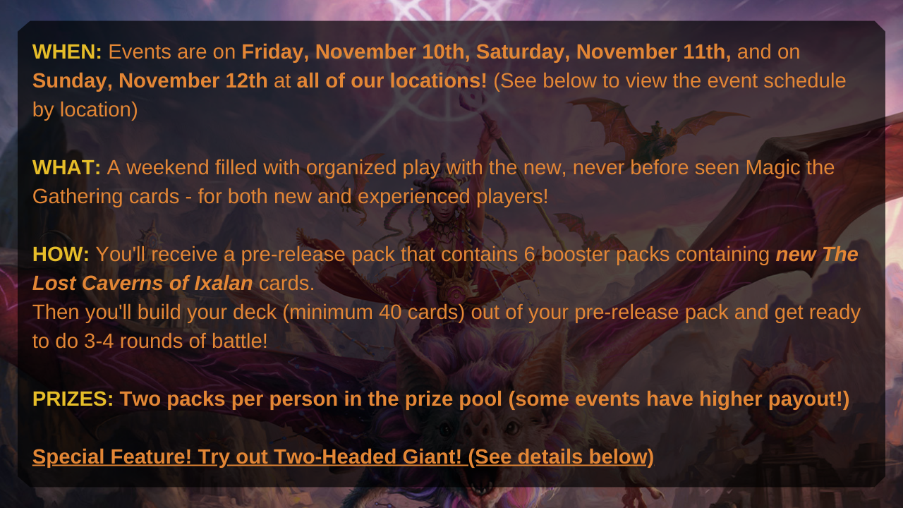 MTG - The Lost Caverns of Ixalan - Prerelease — Game Universe