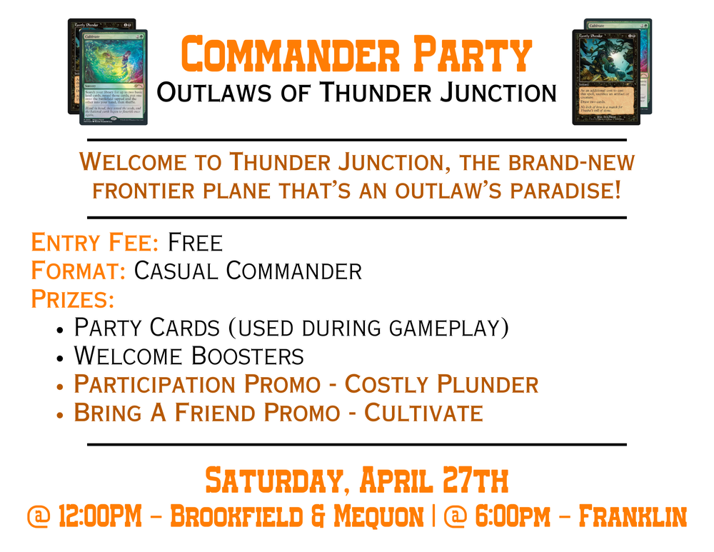 MTG - Outlaws of Thunder Junction Commander Party — Game Universe