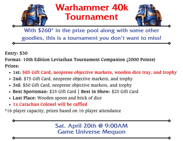 Warhammer 40k Tournament @ Mequon — Game Universe