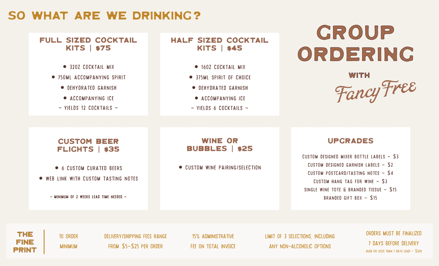 Group Orders — FANCY FREE LIQUOR