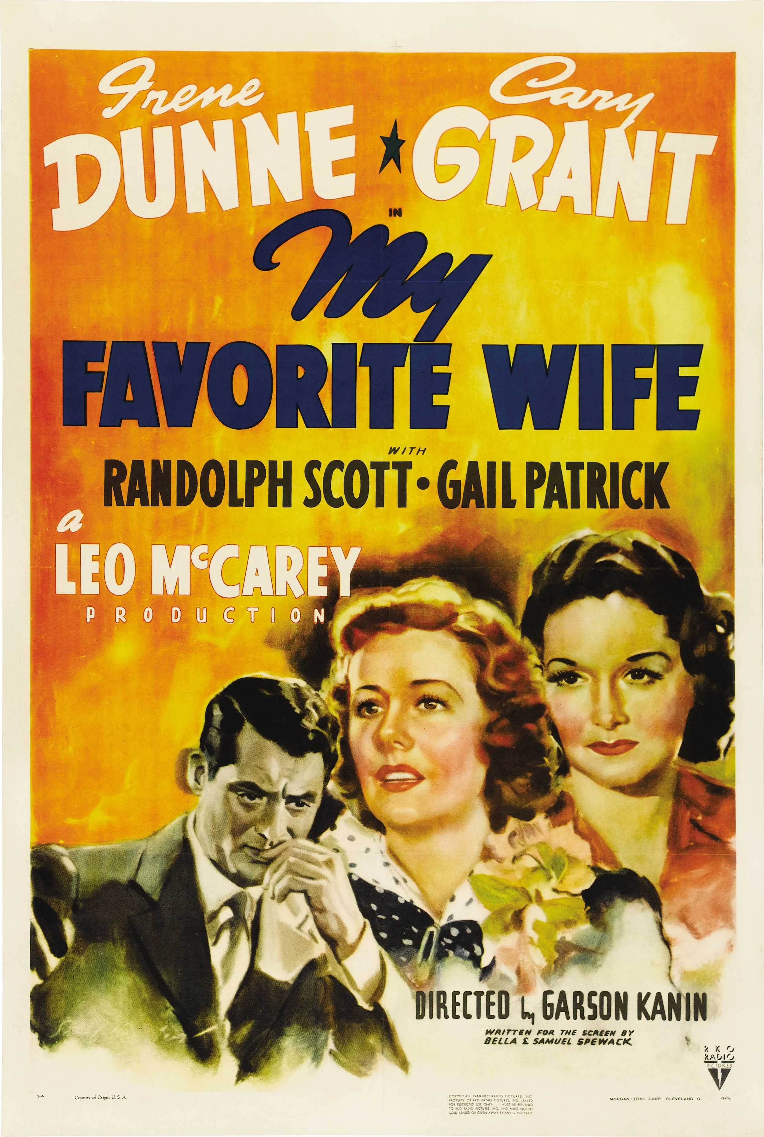 Irene Dunne & Cary Grant: My Favorite Wife (1940, dir. Garson Kanin, US ...