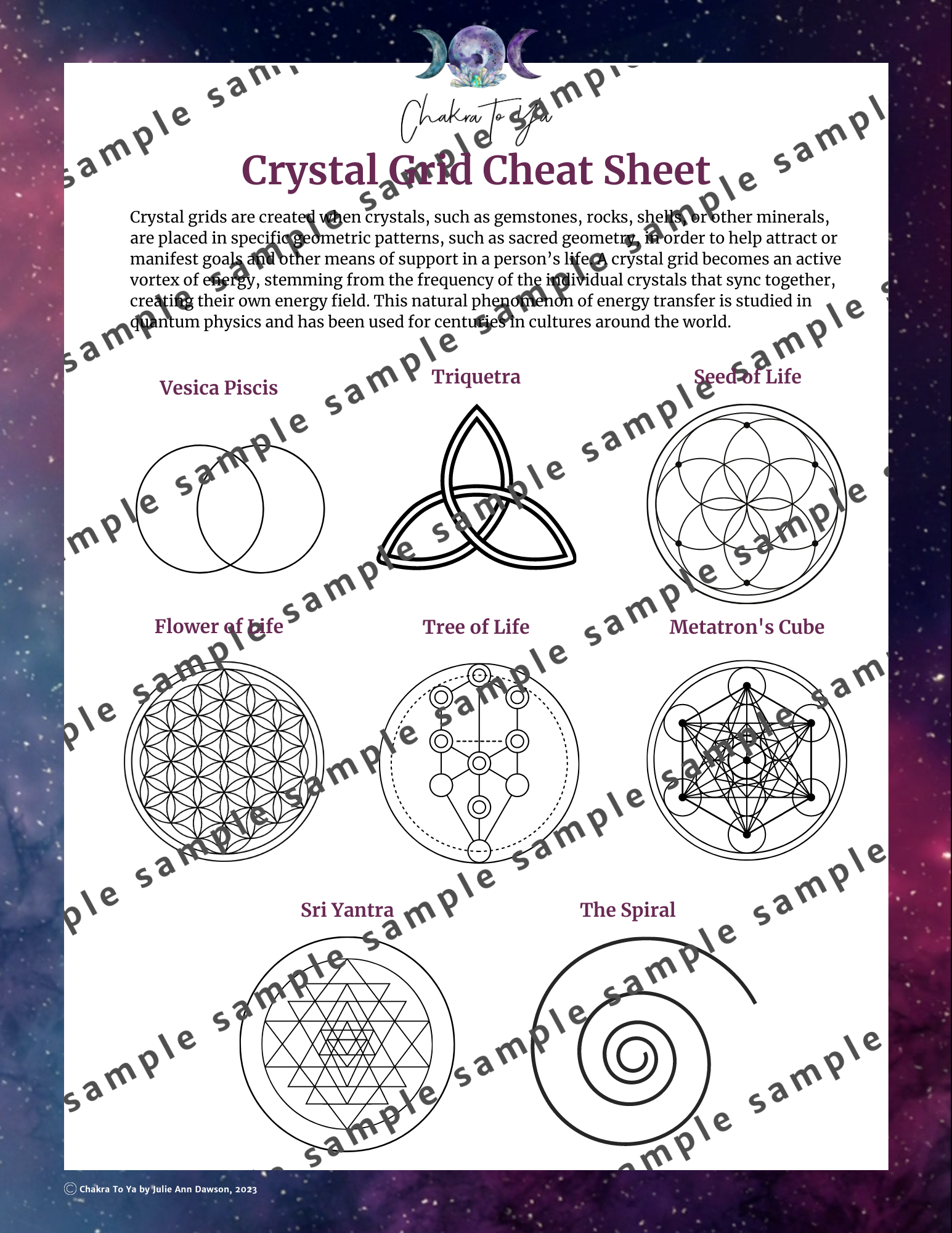 Sacred Geometry Cheat Sheet – Printable Guide Featuring 9 Geometries ...