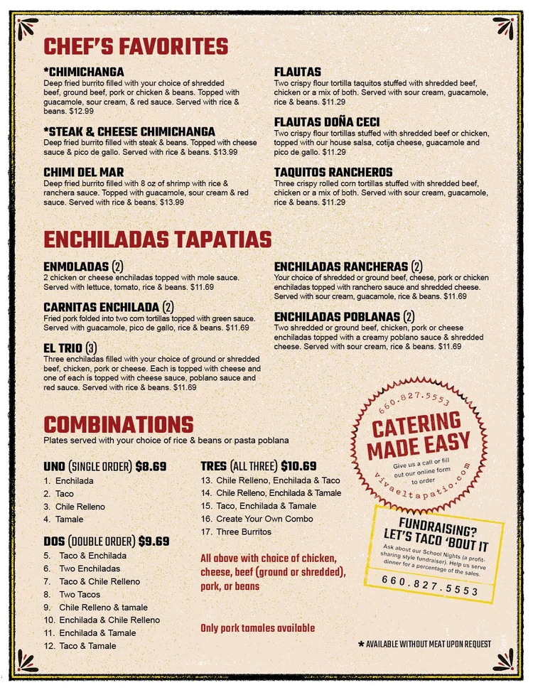 Menu — El Tapatio
