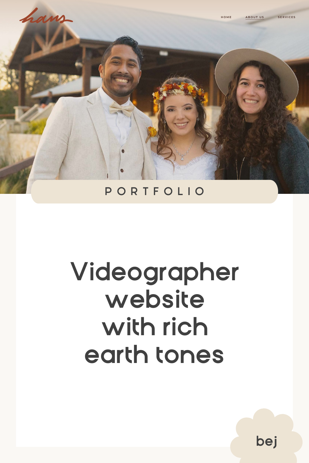 Portfolio: Wedding videographer website design with rich earth tones ...