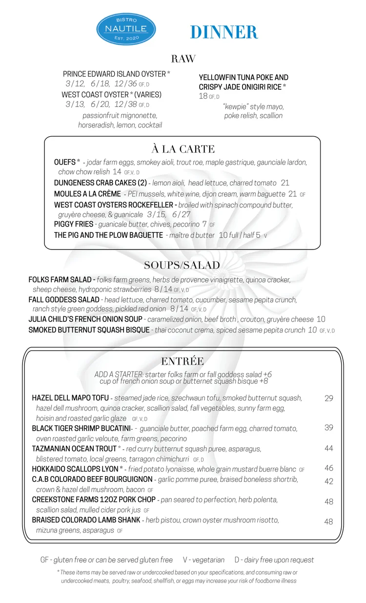 Dinner — Bistro Nautile