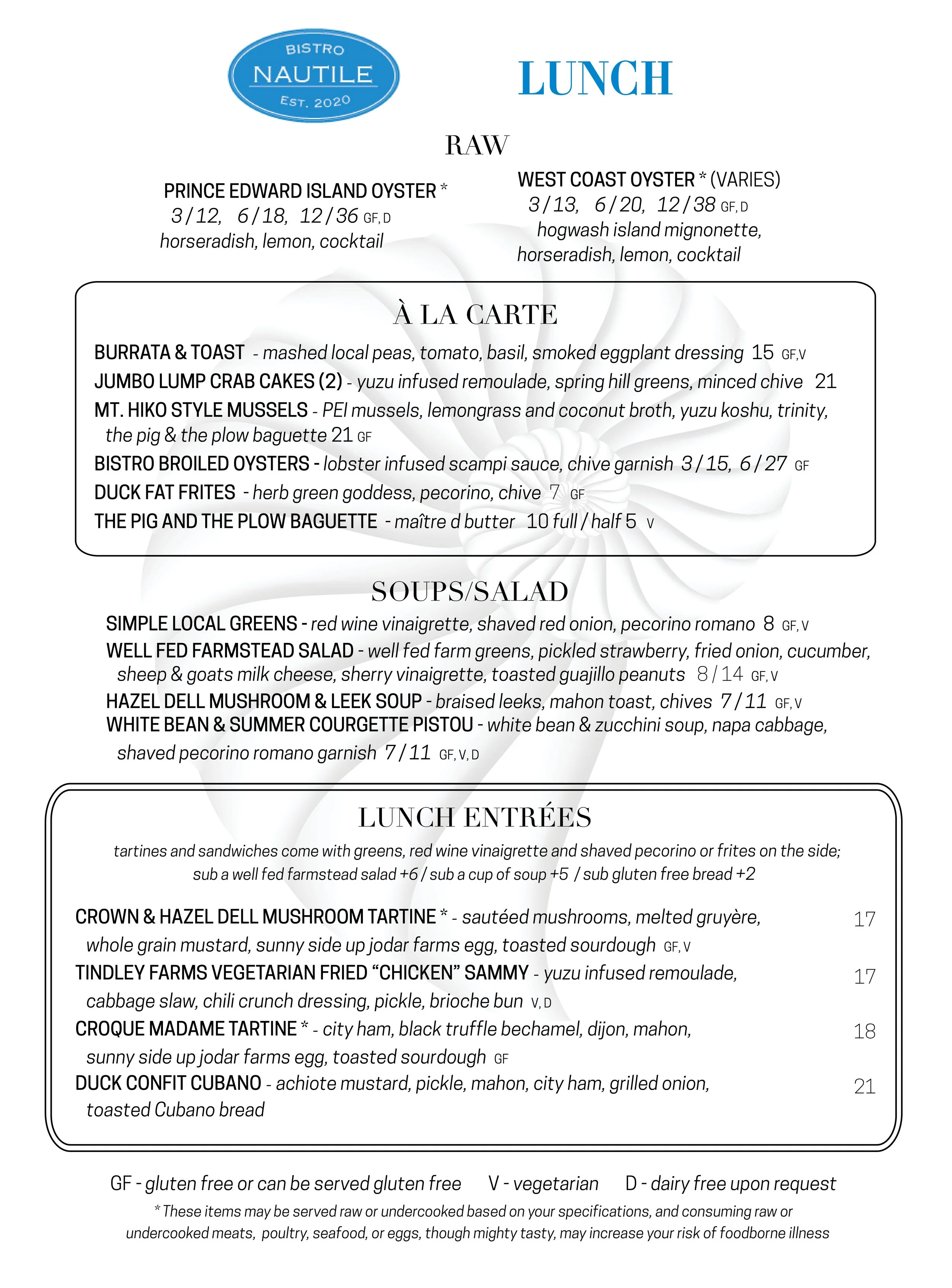 Lunch — Bistro Nautile