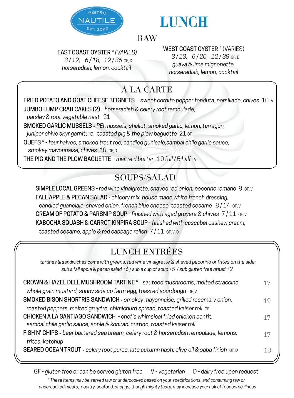Lunch — Bistro Nautile