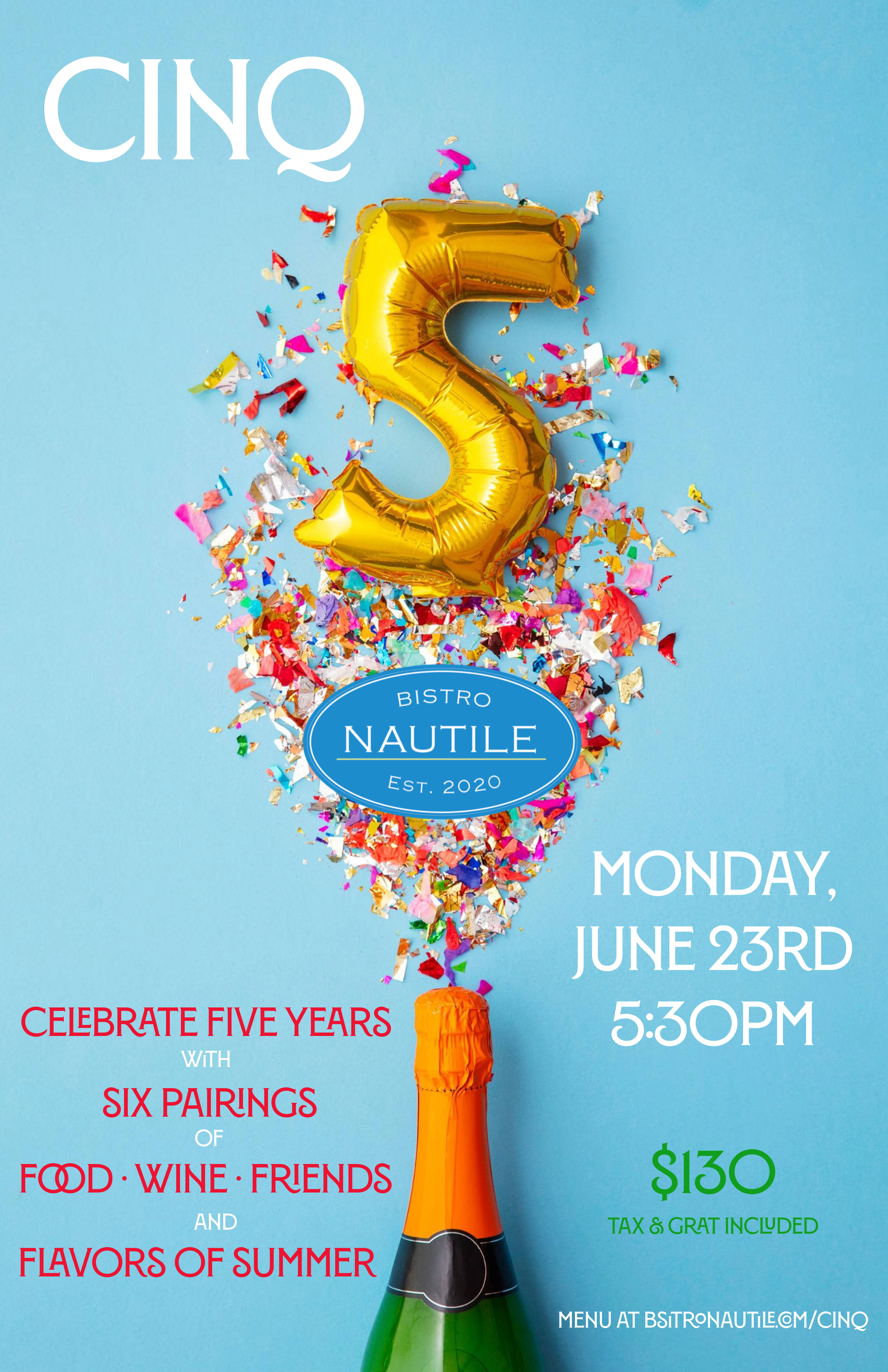 Cinq: Five Years of Bistro Nautile — Bistro Nautile