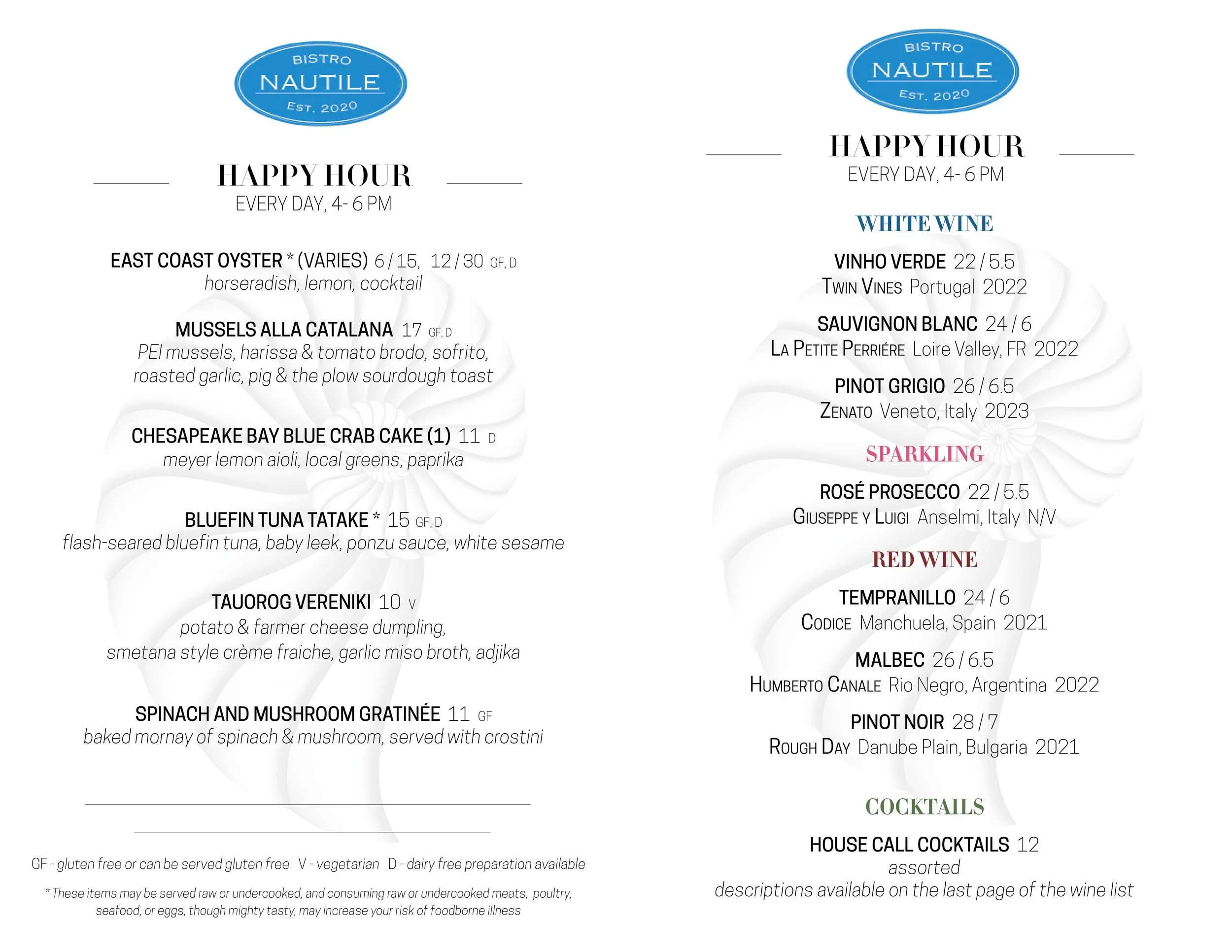 Happy Hour — Bistro Nautile