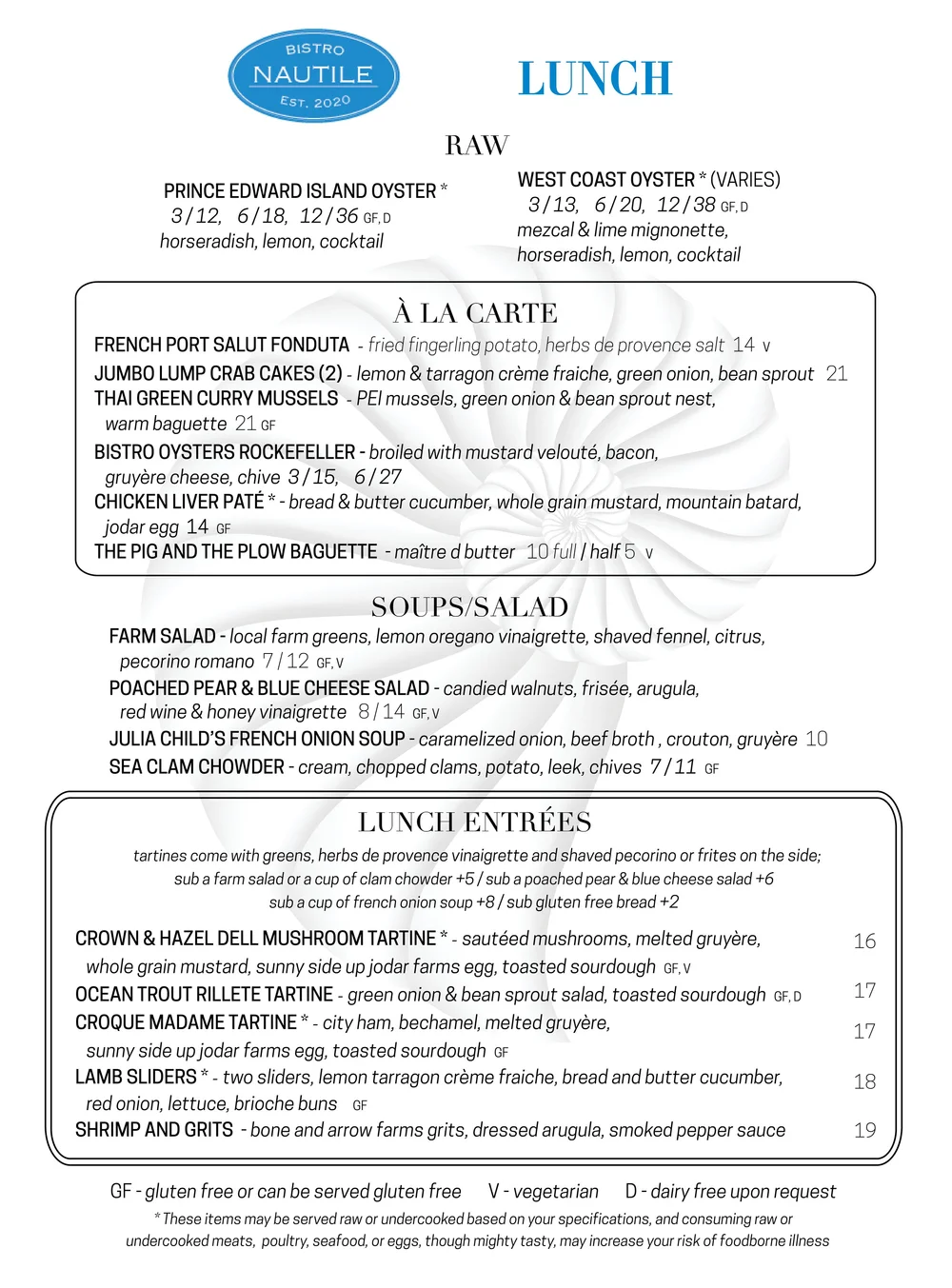 Lunch — Bistro Nautile