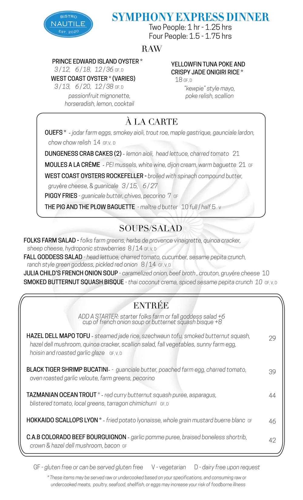 Symphony Express Dinner — Bistro Nautile