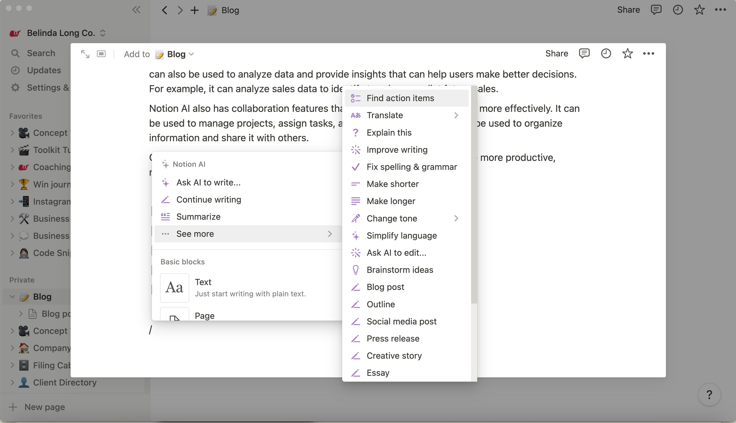 Notion AI: A brief introduction for beginners — Belinda Long Co.