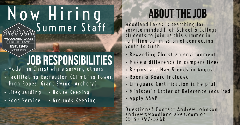 Summer Employment — Woodland Lakes Christian Camp